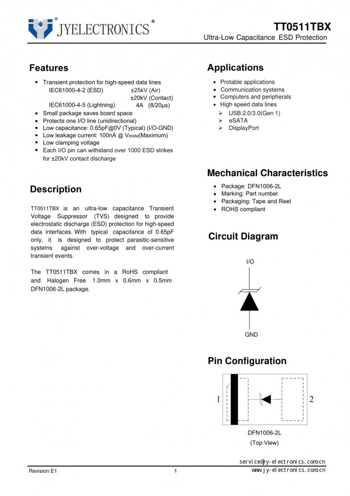 TT0511TBX datasheet page 1