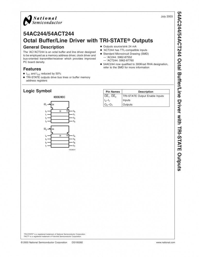 54AC244 technical document page 1