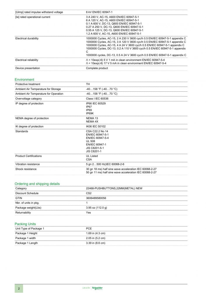 XB4FA11 technical document page 2
