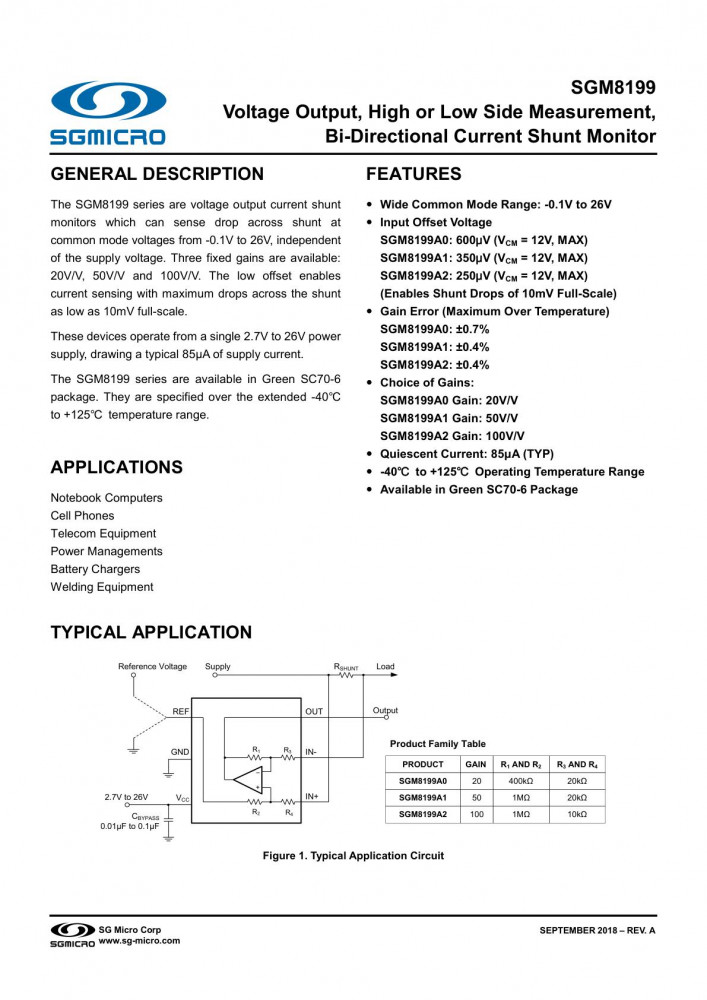 SGM8199A1 datasheet page 1