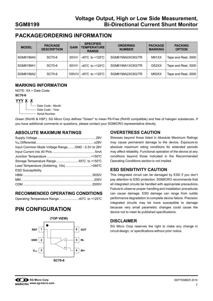 SGM8199A1 datasheet page 2