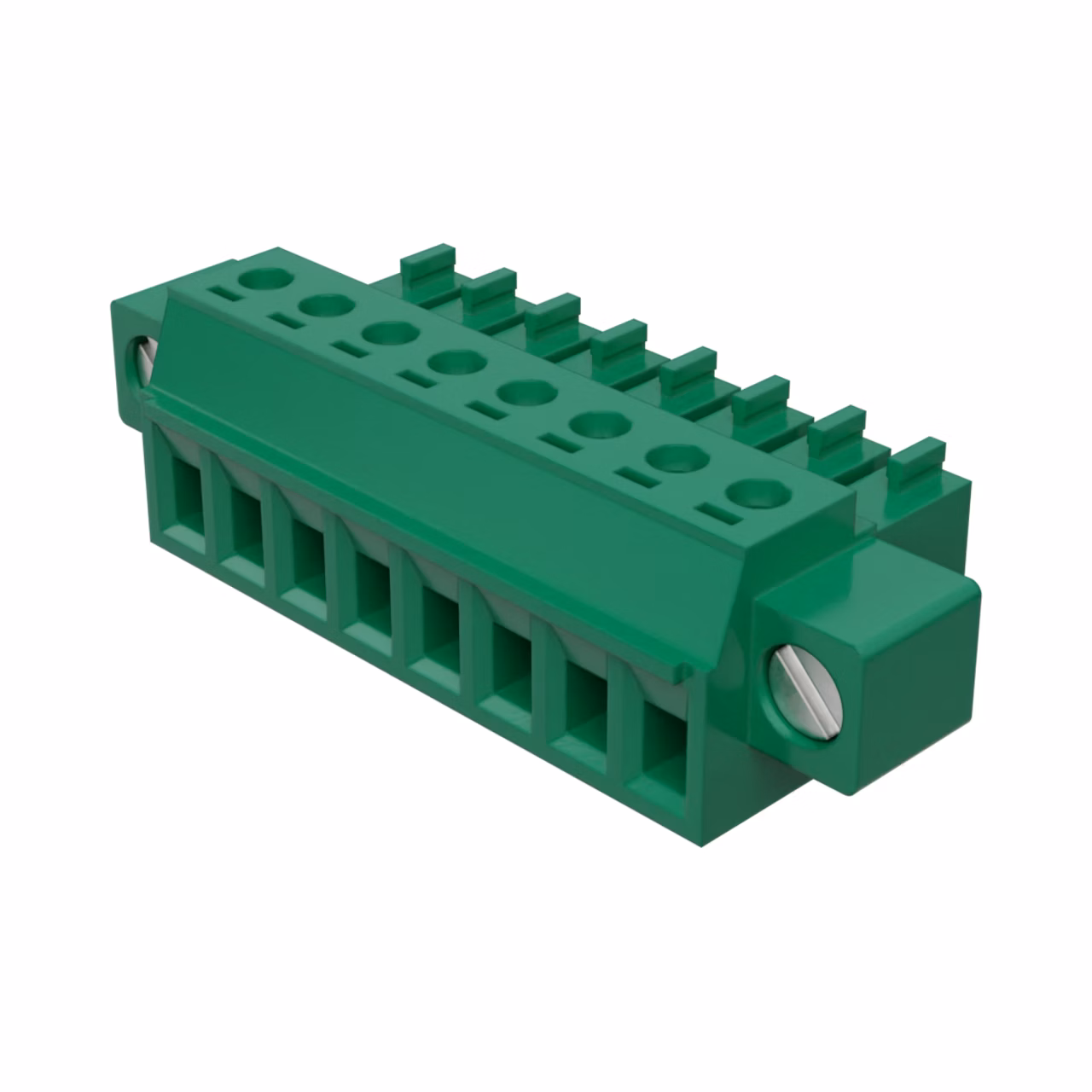 3.81mm Pitch Eurostyle Horizontal Plug, with Retention Screws, Green Housing, Gold (Au) Plated, 8 Circuits for sale