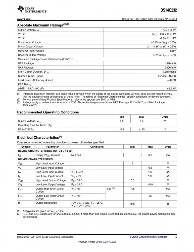 DS14C232J/B datasheet page 6