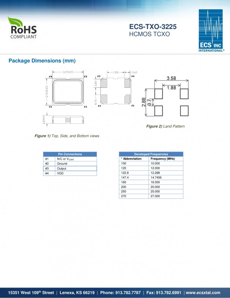ECS-TXO-3225 technical specification page 2