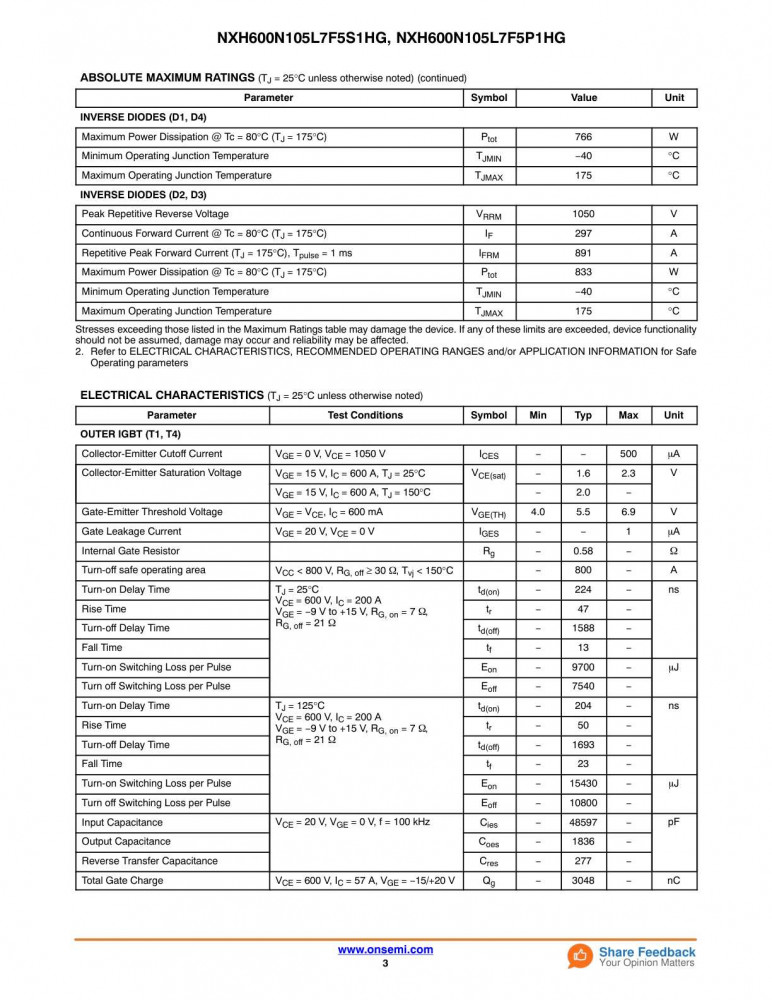 NXH600N105L7F5S1HG datasheet page 3