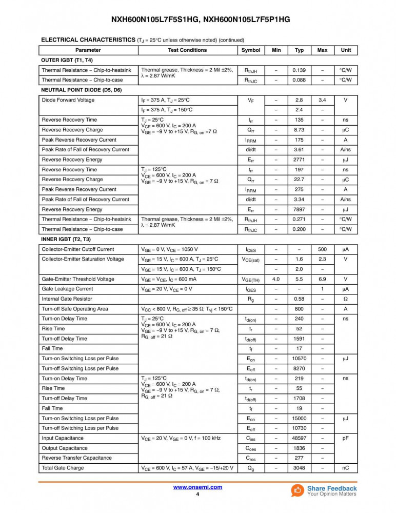 NXH600N105L7F5S1HG datasheet page 4