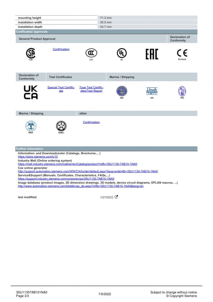 SIEMENS 3SU11307AB101NA0 document page 3