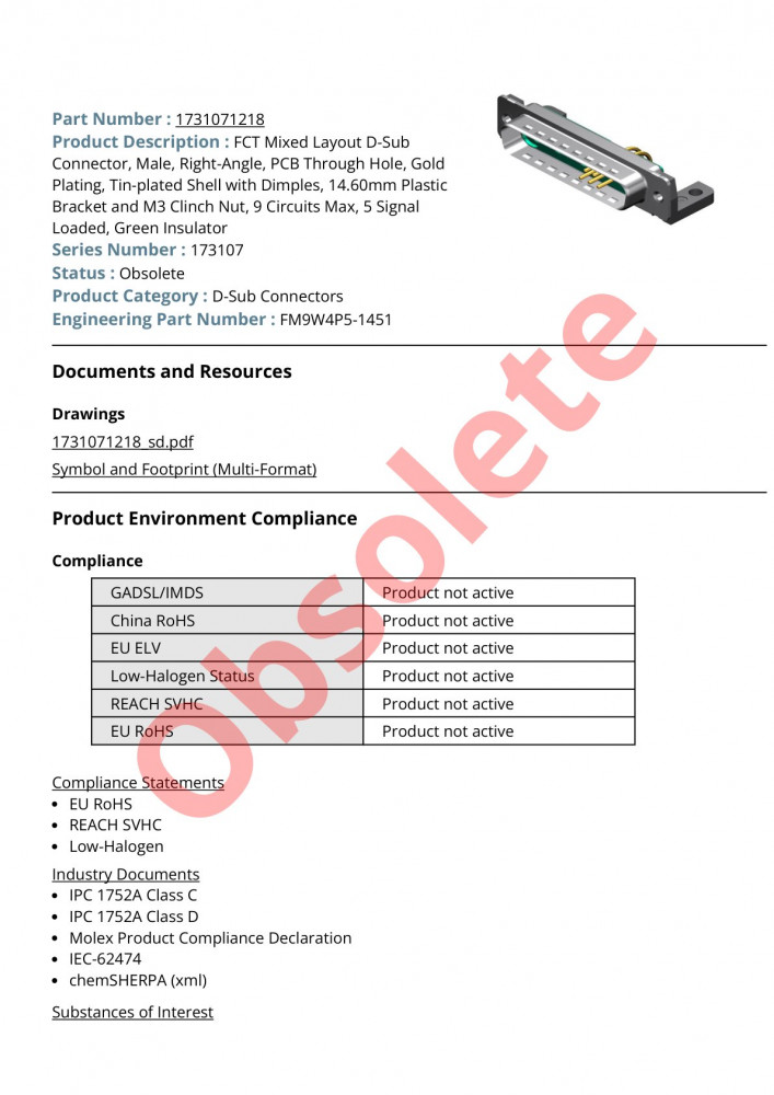 MOLEX 1731071218 drawing page 1