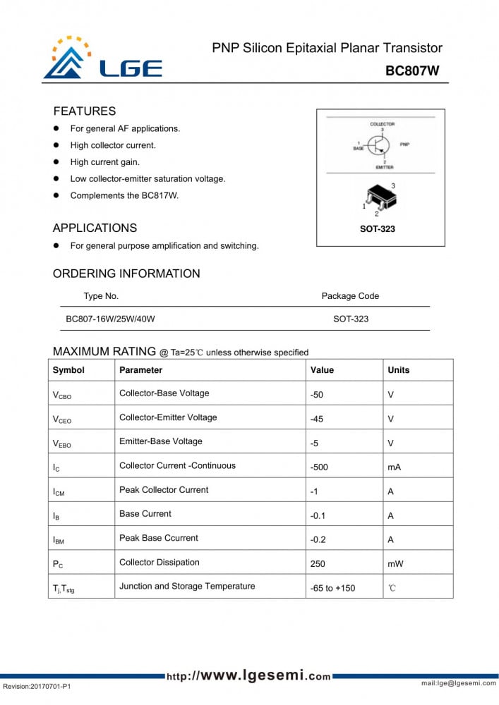BC807-40W datasheet page 1