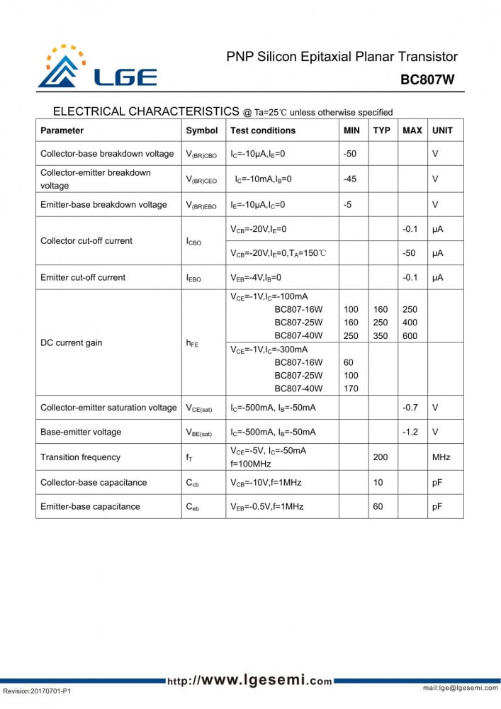 BC807-40W datasheet page 2