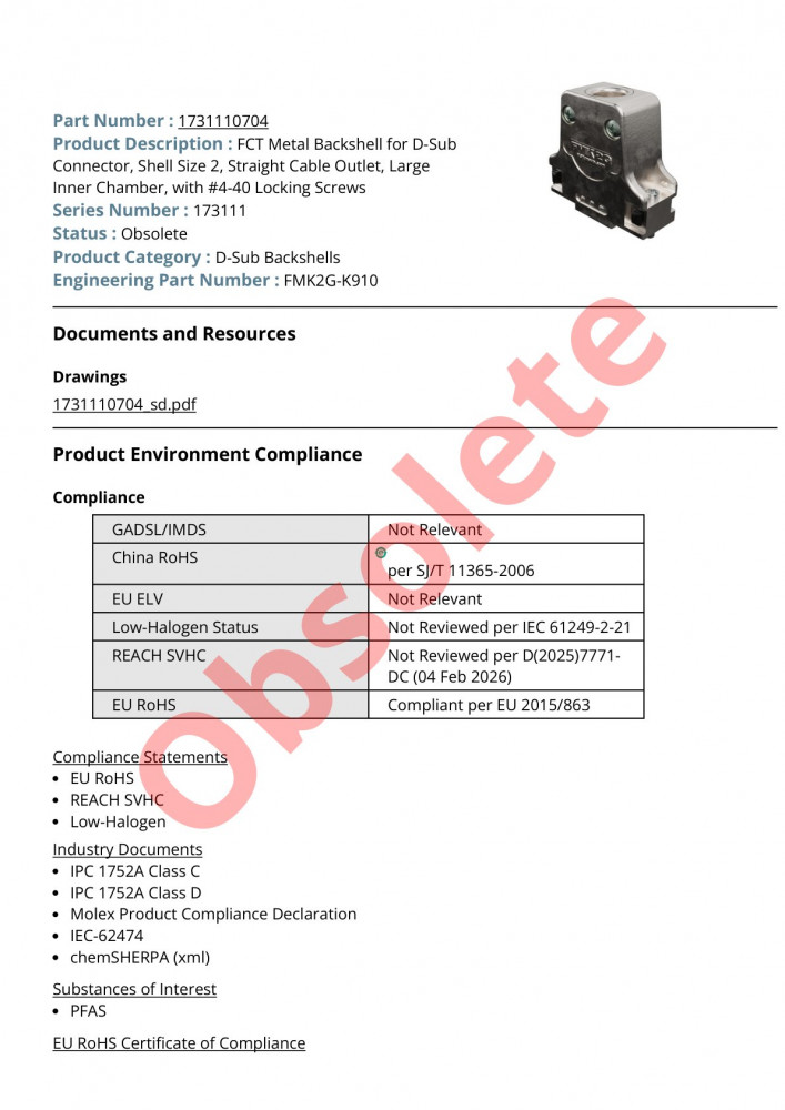 MOLEX 1731110704 drawing page 1