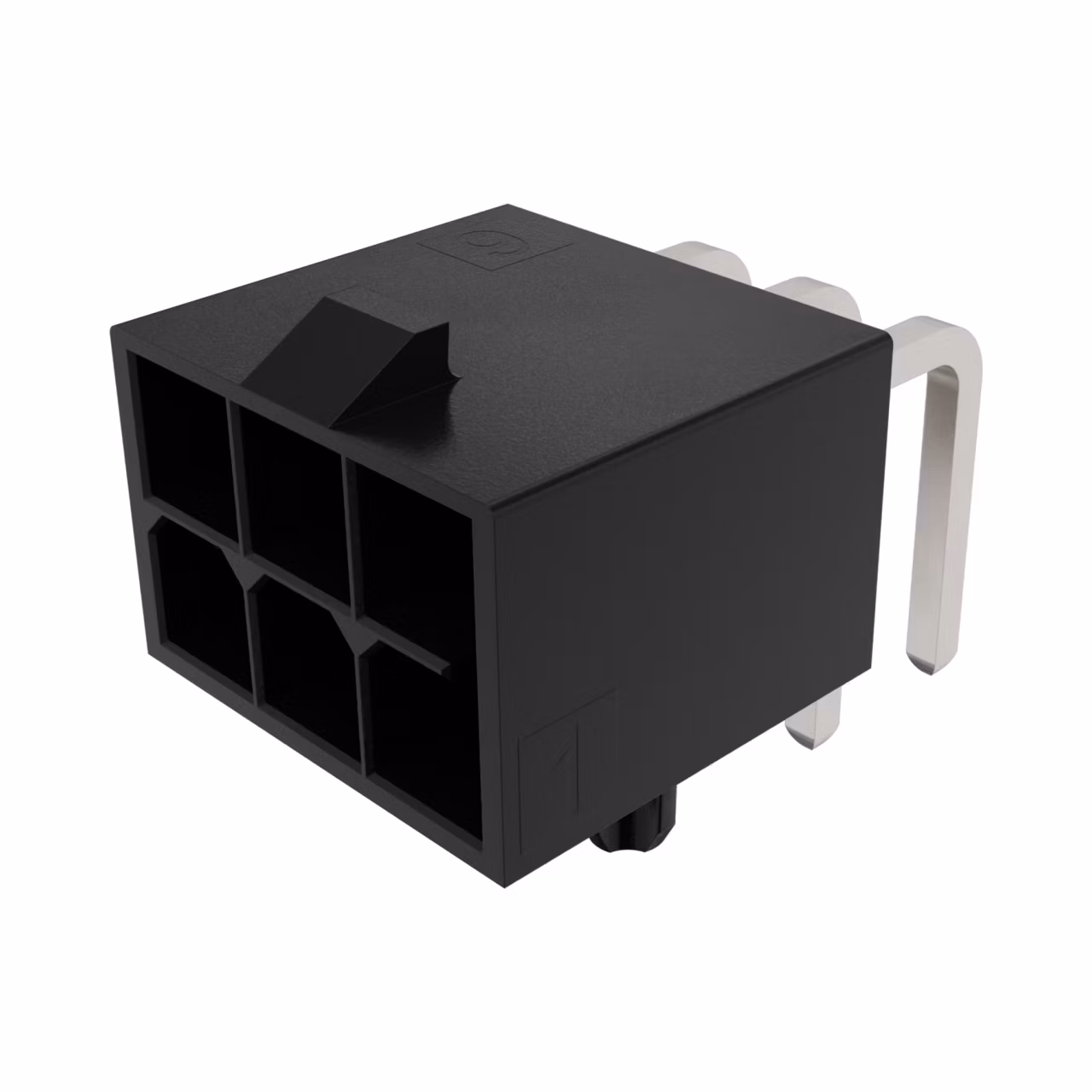 Mini-Fit Max Right-Angle Header, Dual Row, Through Hole, 6 Circuits, Matte Tin (Sn) Plating, Black, Glow-Wire Capable, Tray for sale