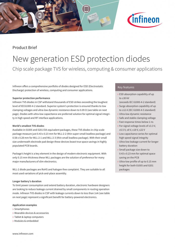 Infineon ESD protection diode product brief page 1