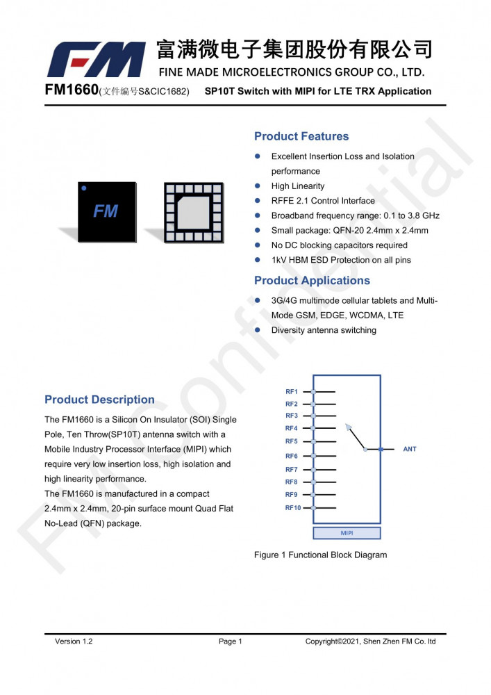 FM1660 technical document page 1