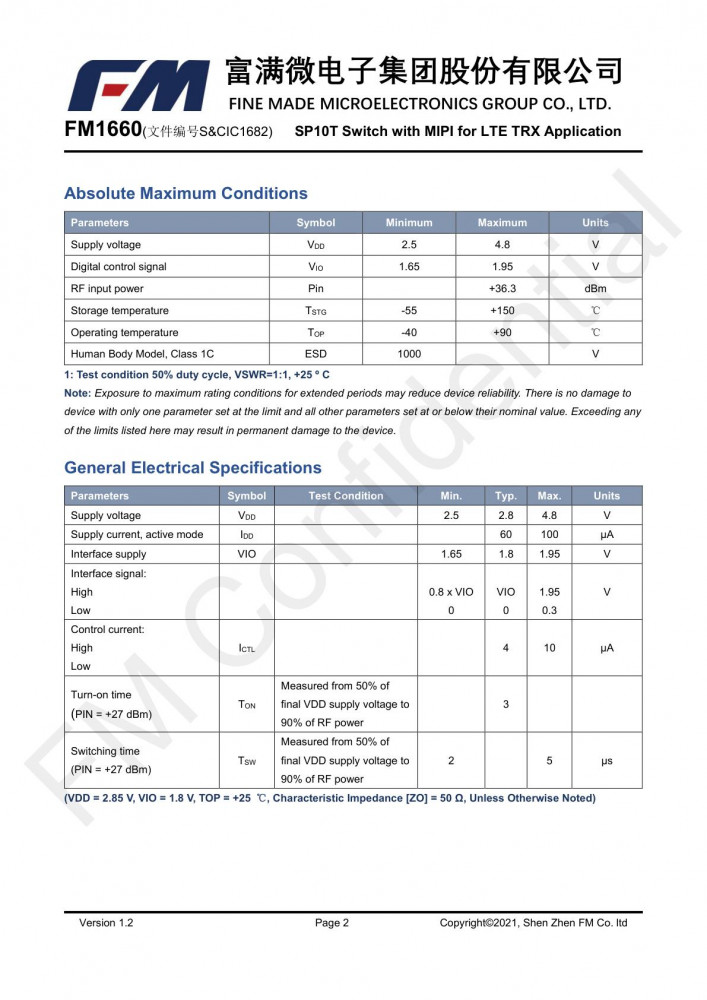 FM1660 technical document page 2