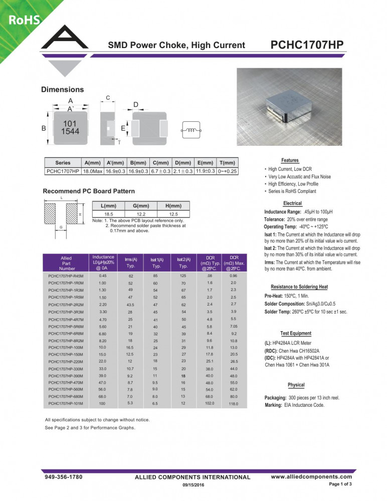 PCHC1707HP datasheet page 1
