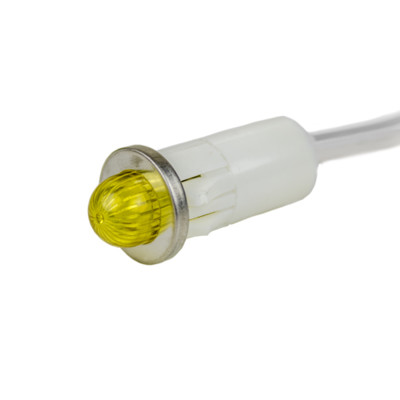 LED Panel Mount Indicator Yellow .500″ Small Dome 125V Wire Leads for sale