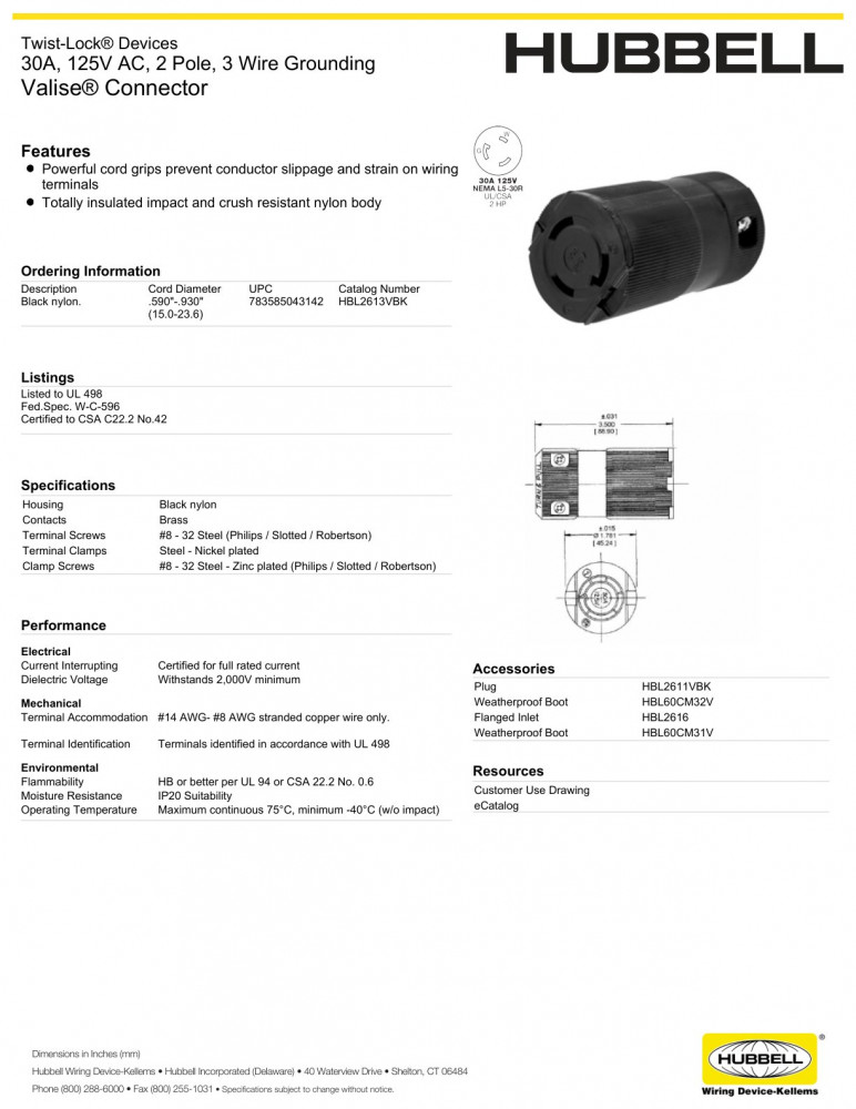 HBL2613VBK product documentation image