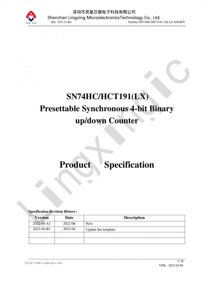 SN74HC191DR(LX) document page 1