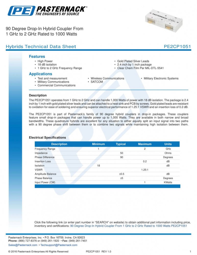 PE2CP1051 datasheet page 1