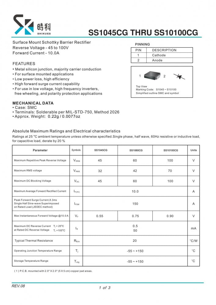 SS1045CG datasheet page 1