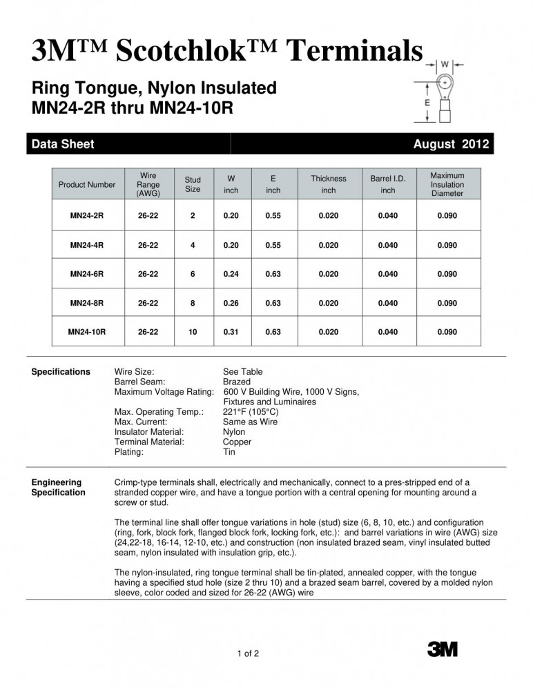 3M Scotchlok MN24 family datasheet page 1