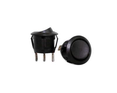 Rocker switch black round actuator 3P SPDT 20.2mm diameter On-On 20A 14VDC, 10A 28VDC, 16A 125VAC, 10A 250VAC .187″ QC for sale