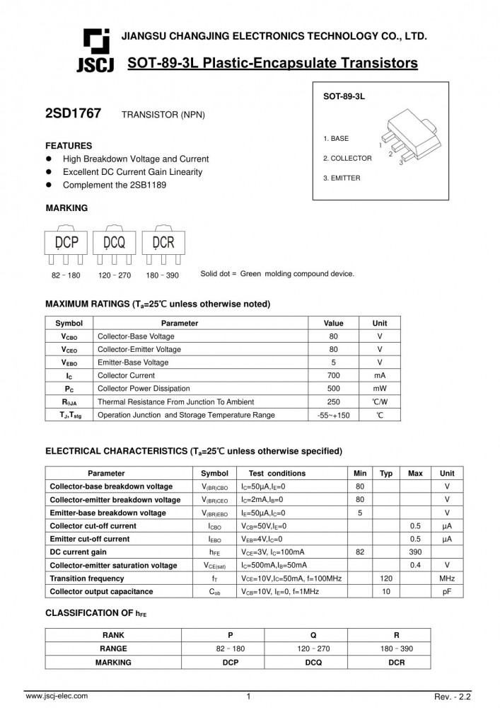 2SD1767 datasheet page 1