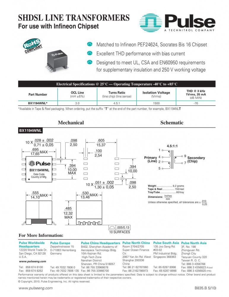 BX1194WNL technical document page