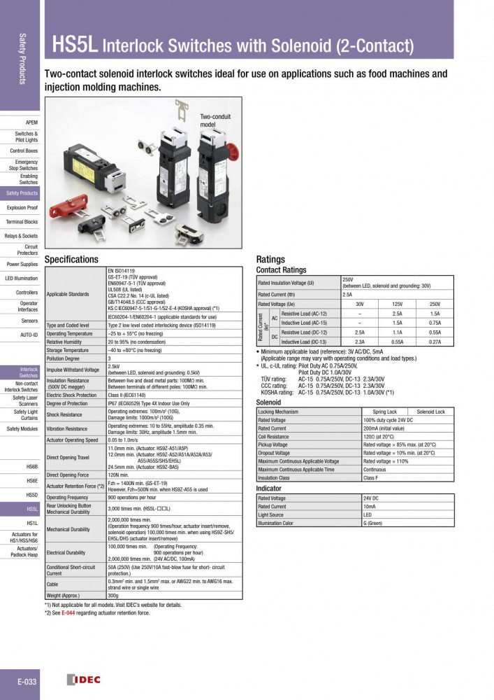IDEC HS5L technical document page 3