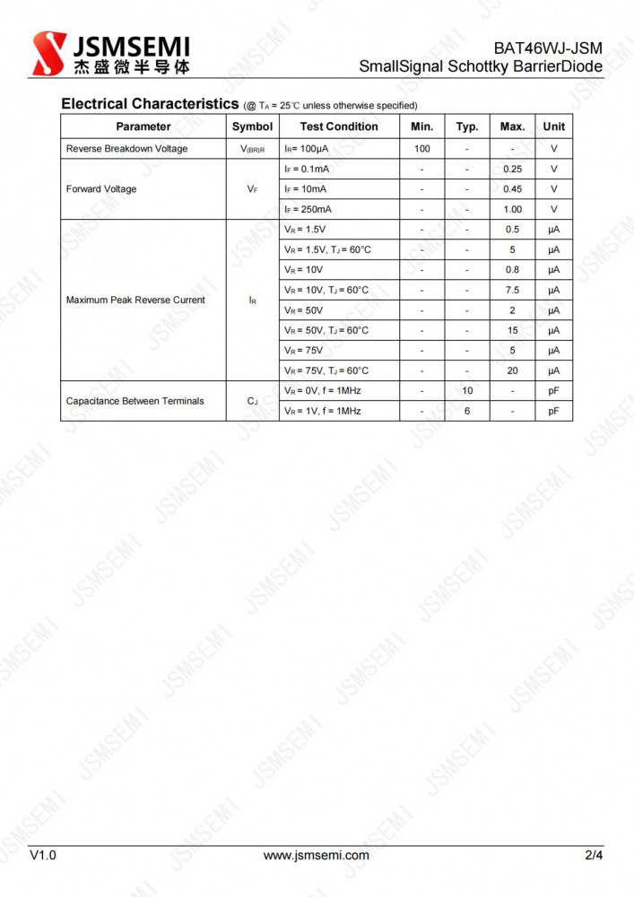 BAT46WJ-JSM datasheet page 2