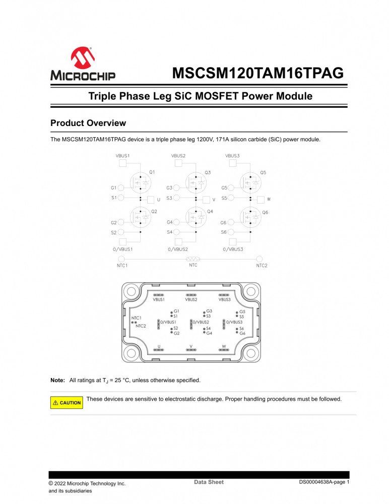 MSCSM120TAM16TPAG technical document page 1