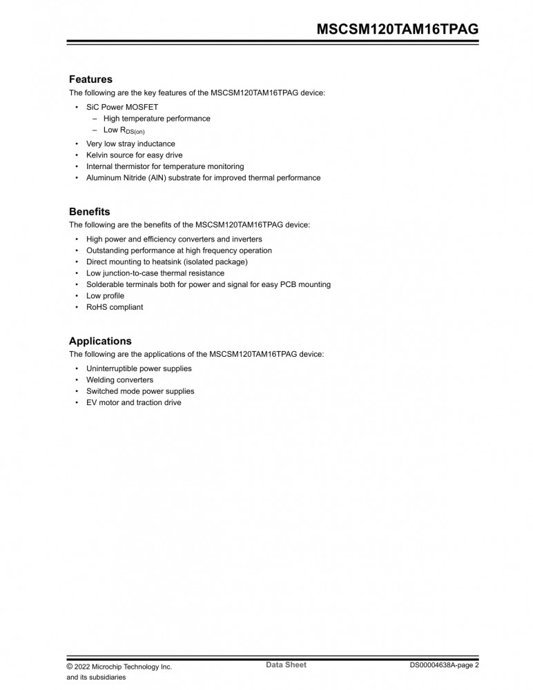 MSCSM120TAM16TPAG technical document page 2