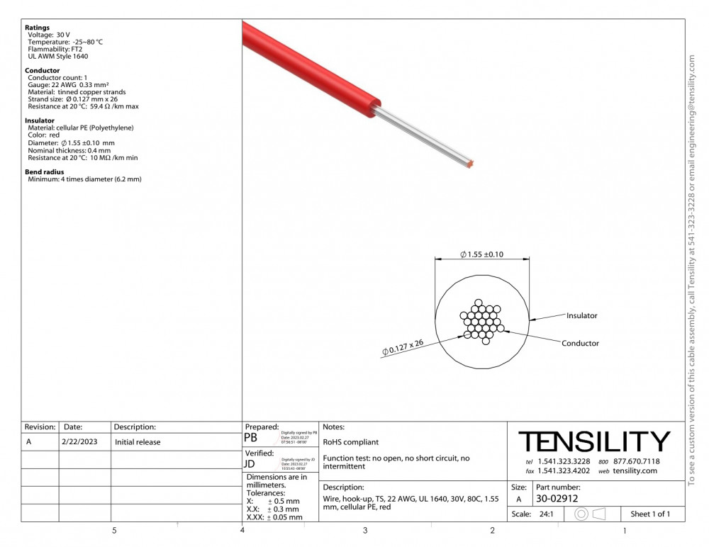 Tensility International 30-02912 product drawing