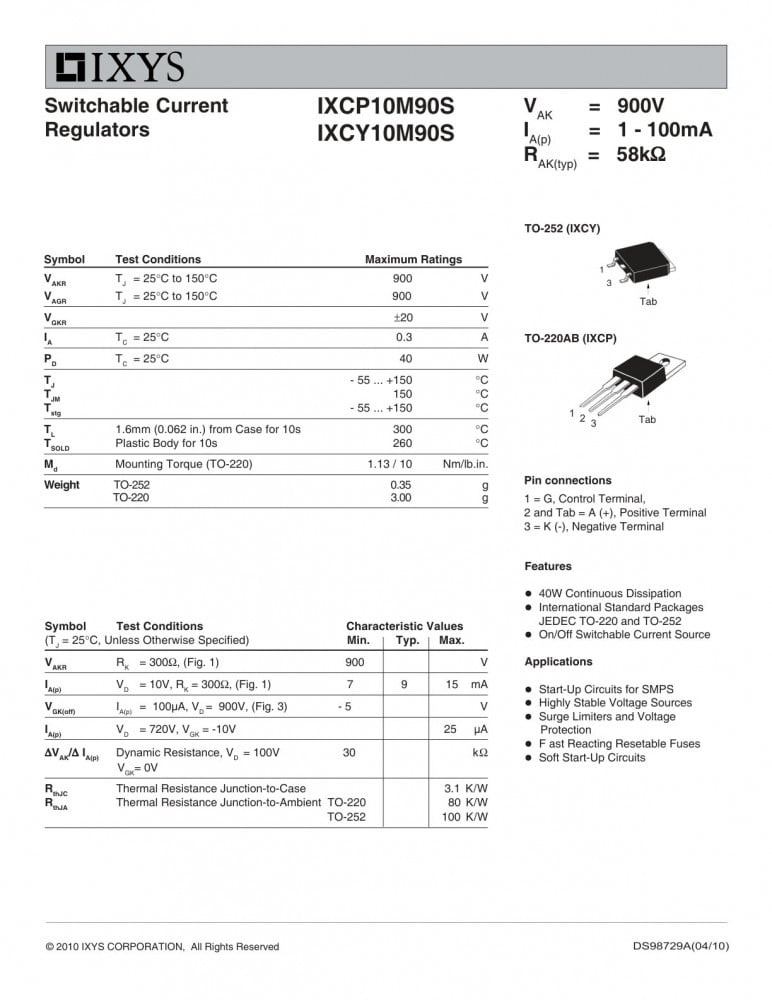 IXCP10M90S datasheet page 1
