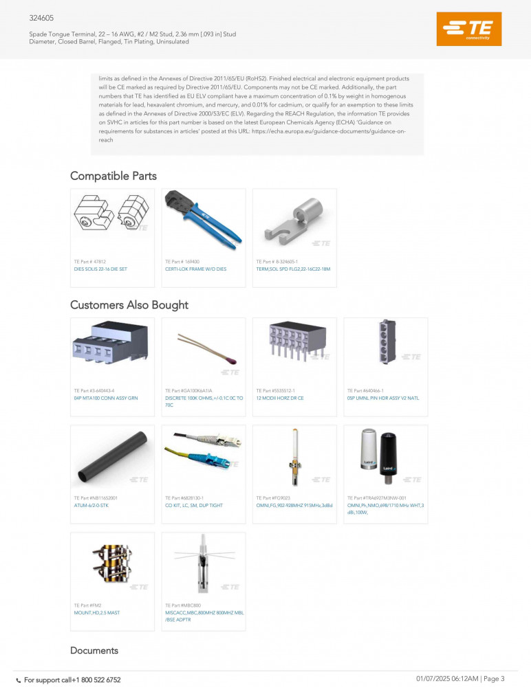 TE Connectivity 324605 technical document page 3