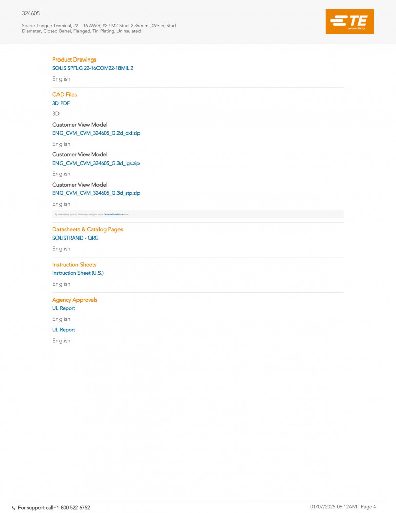TE Connectivity 324605 technical document page 4