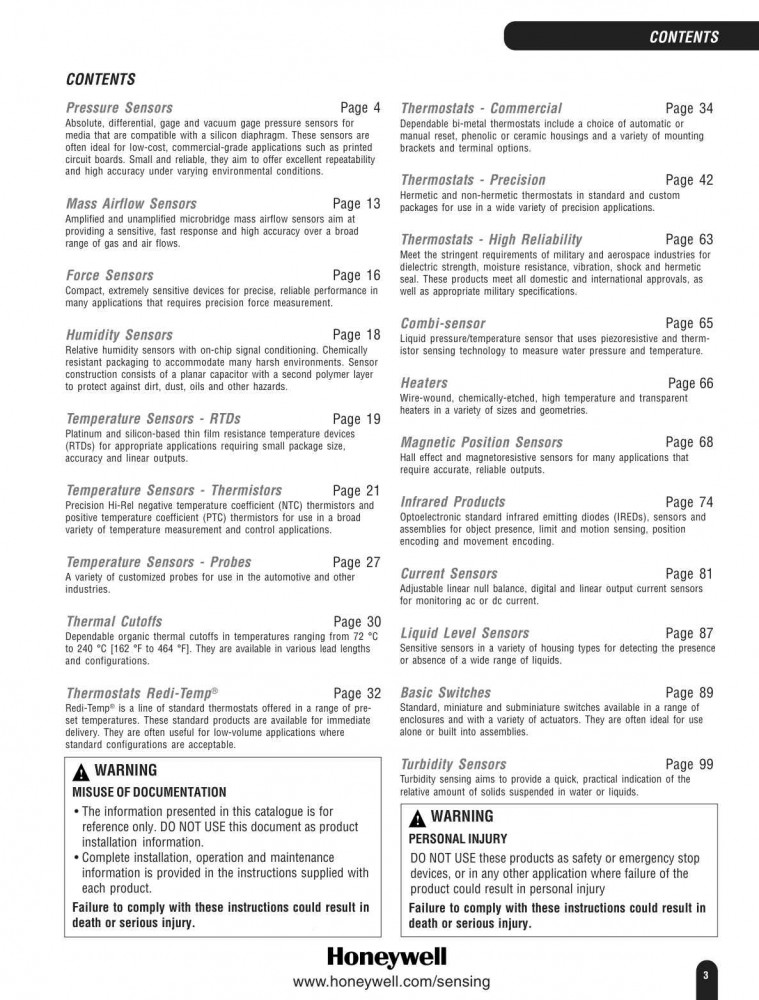 Honeywell catalogue page 3