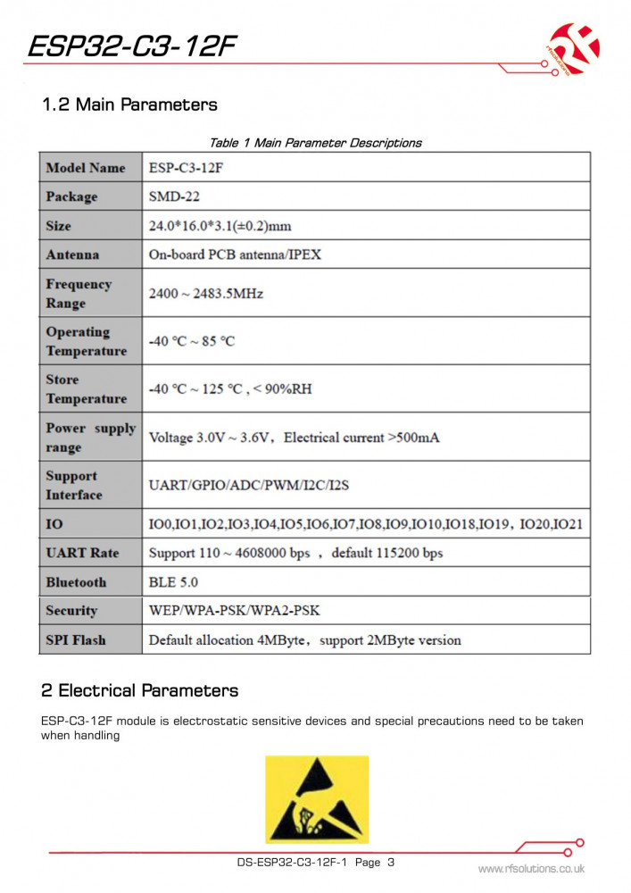 ESP32-C3-12F document page 3