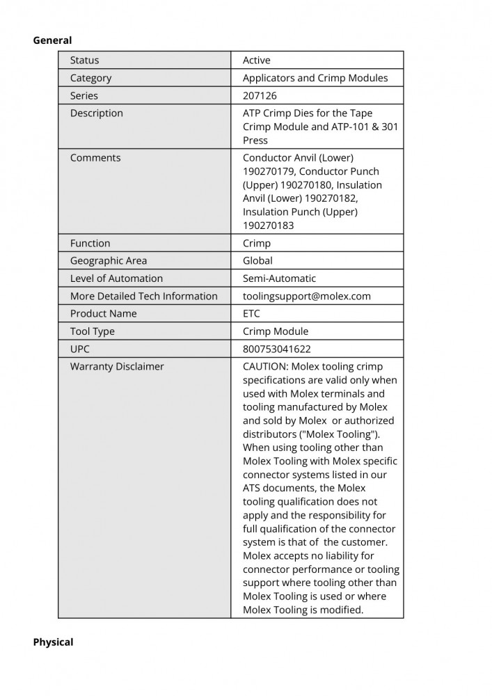 Technical document page 2 for Molex part 190270181