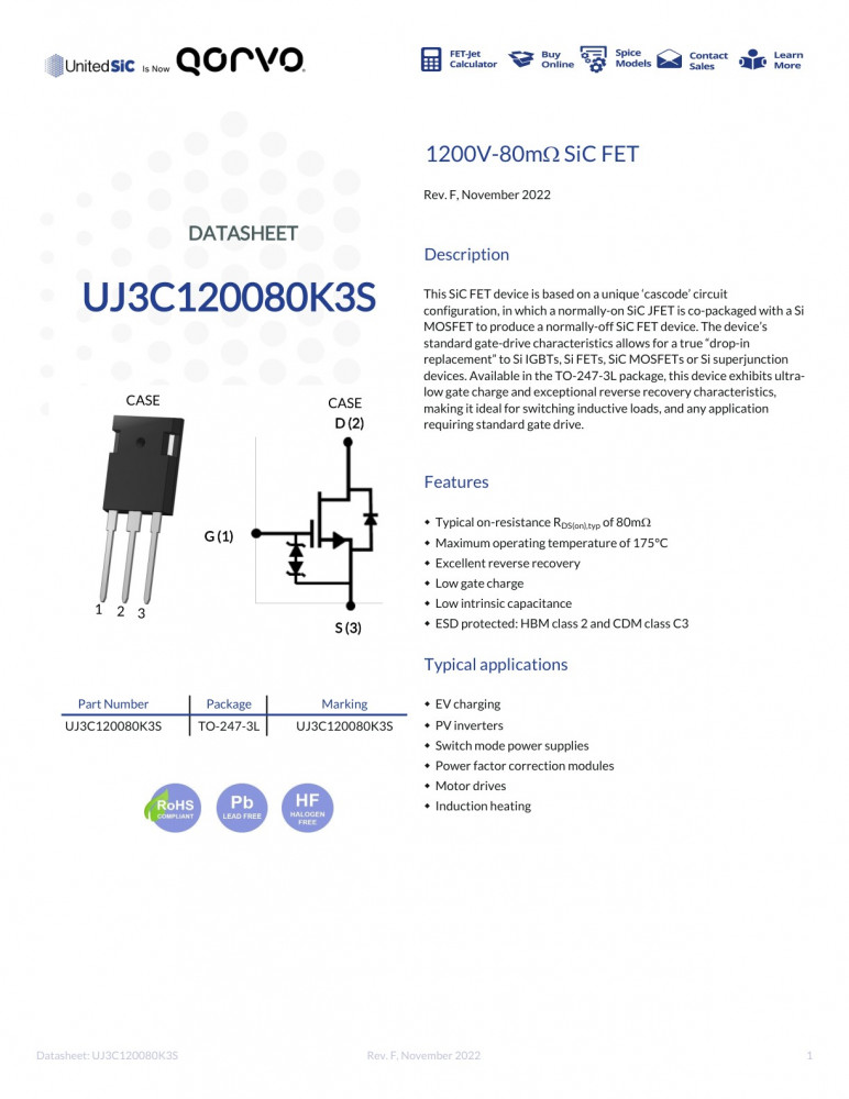 UJ3C120080K3S datasheet page 1
