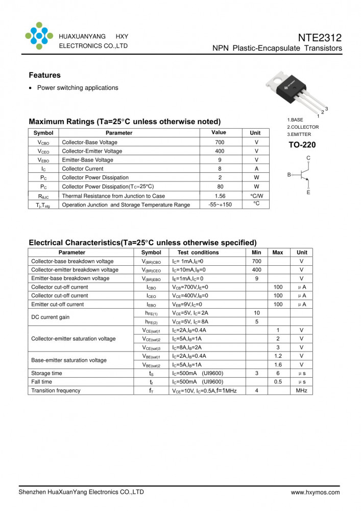 NTE2312-HXY datasheet page 1