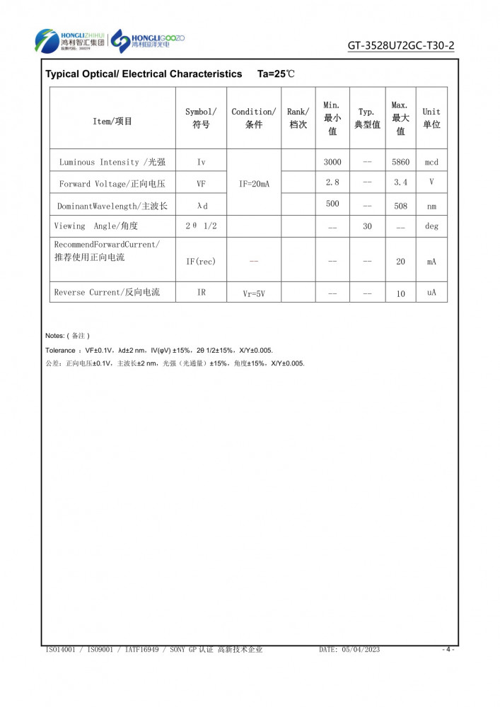 GT-3528U72GC-T30-2 datasheet page 4