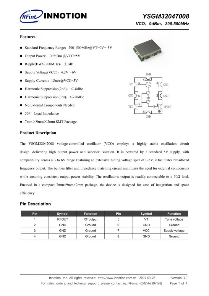 YSGM32047008 datasheet page 1