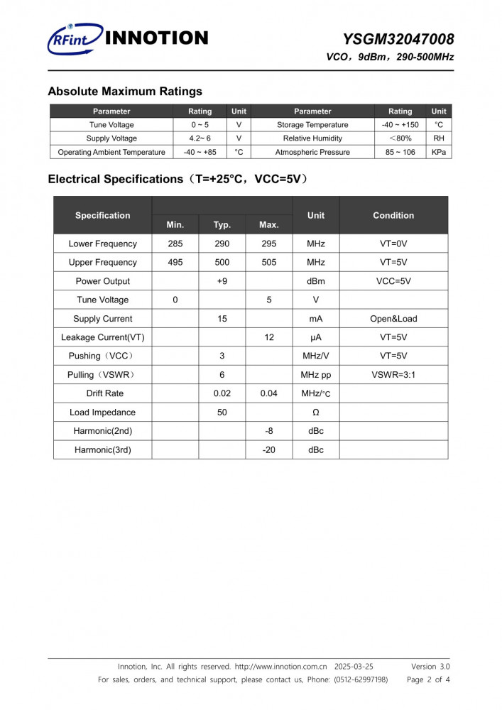 YSGM32047008 datasheet page 2