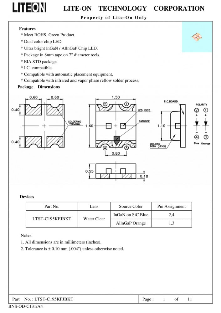 LTST-C195KFJBKT datasheet page 1