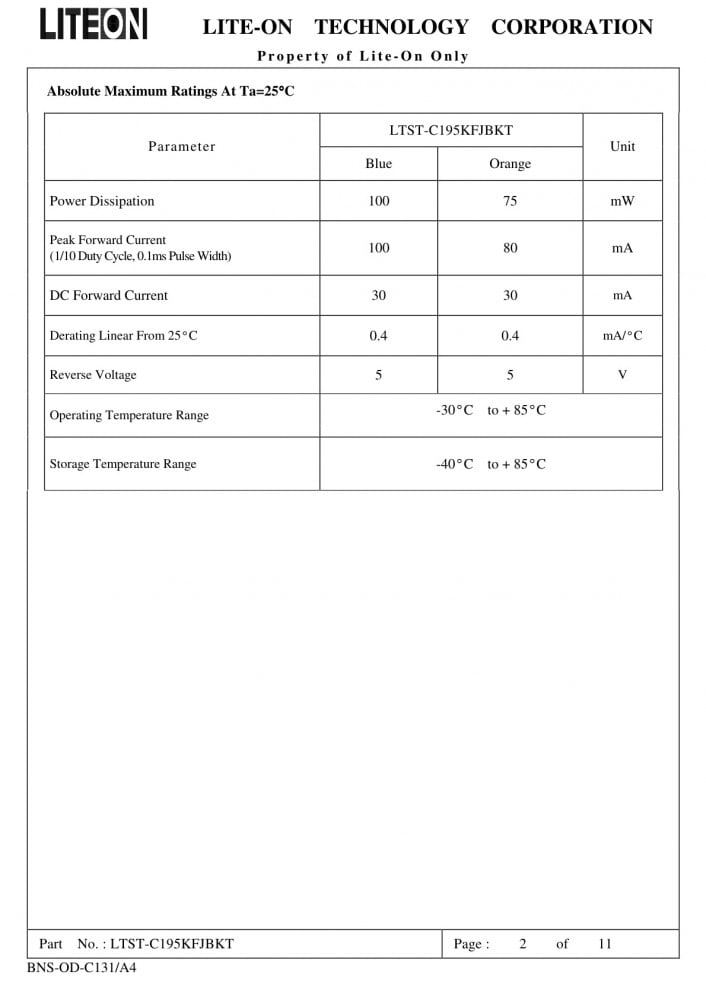 LTST-C195KFJBKT datasheet page 2