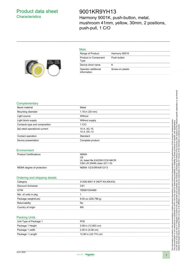 9001KR9YH13 technical document page 1