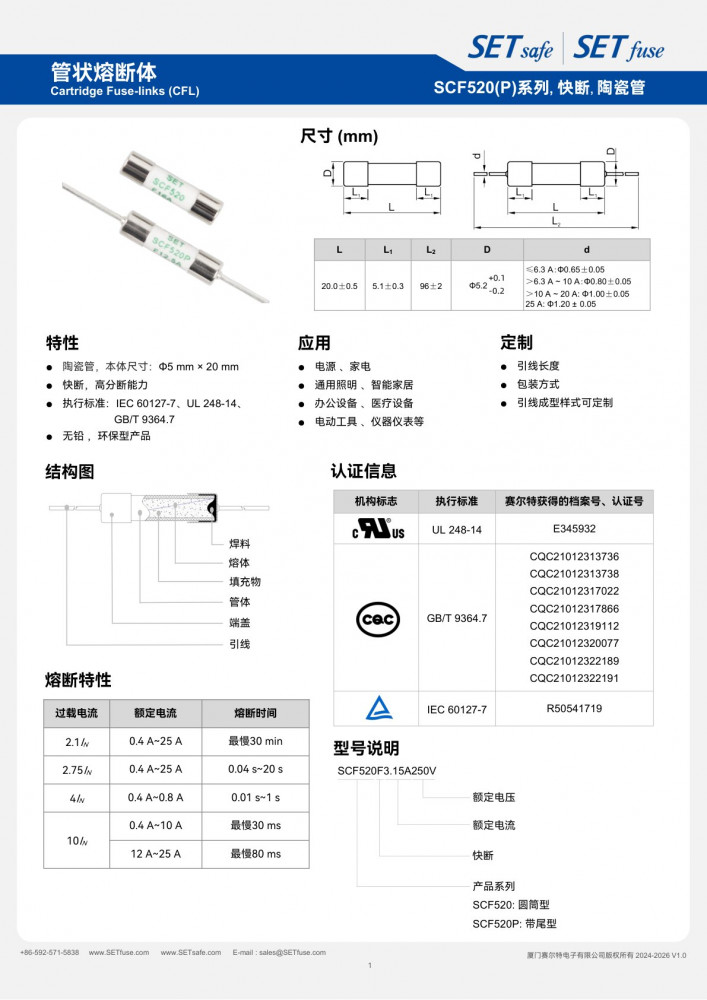 SCF520P datasheet page 1