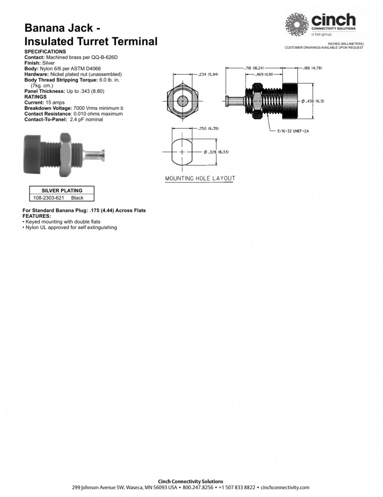 Bel Fuse 108-2303-621 technical drawing page